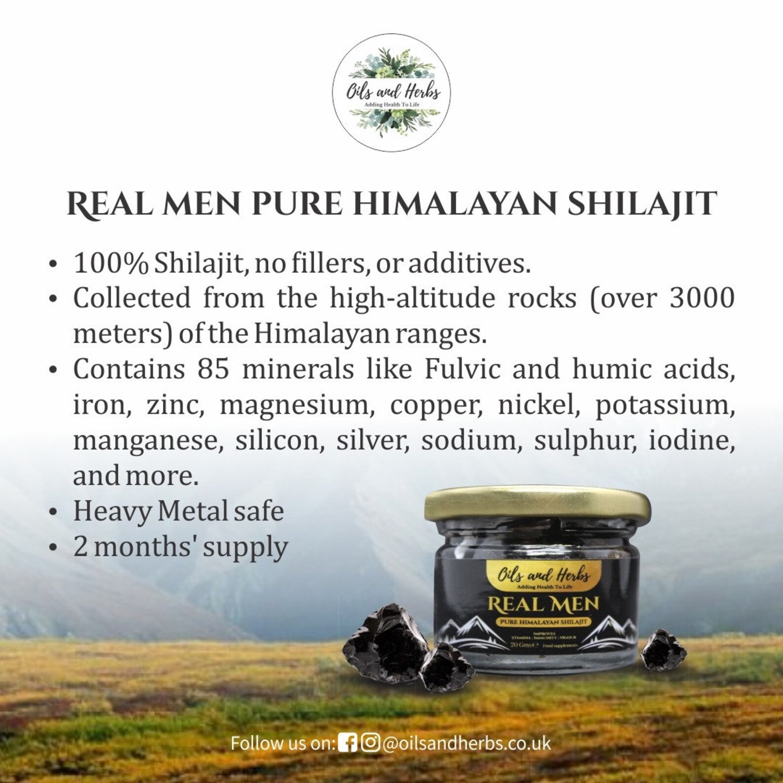 Real Men Himalayan Shilajit Resin by Oils and Herbs UK - 100% Pure ...