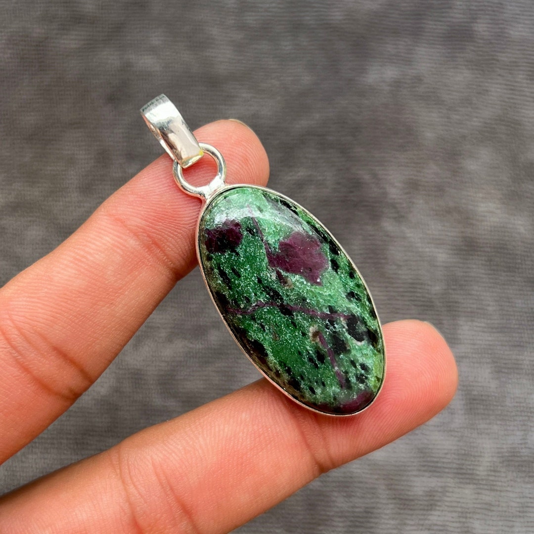 Ruby Zoisite Pendant Ruby Zoisite Necklace 925 Sterling Silver Jewellery Handmade Zoisite Simple ...