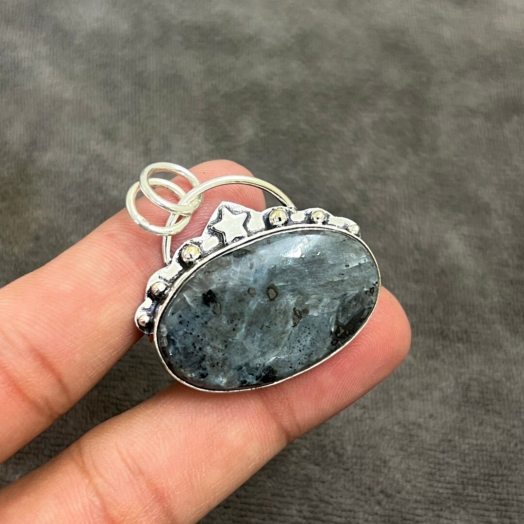 Natural Larvikite Pendant Gift for Her 925 Sterling Silver Pendant ...