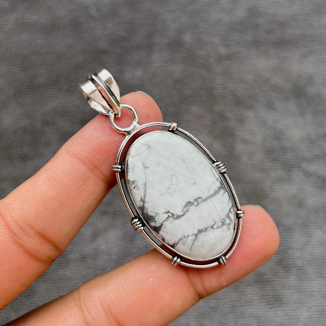Howlite Pendant 925 Sterling Silver Pendant Handmade Natural Howlite ...