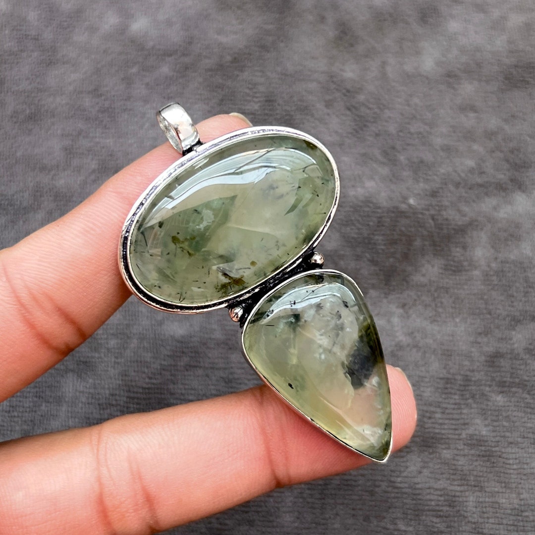Natural Prehnite Pendant 925 Sterling Silver Pendant Handmade Prehnite ...