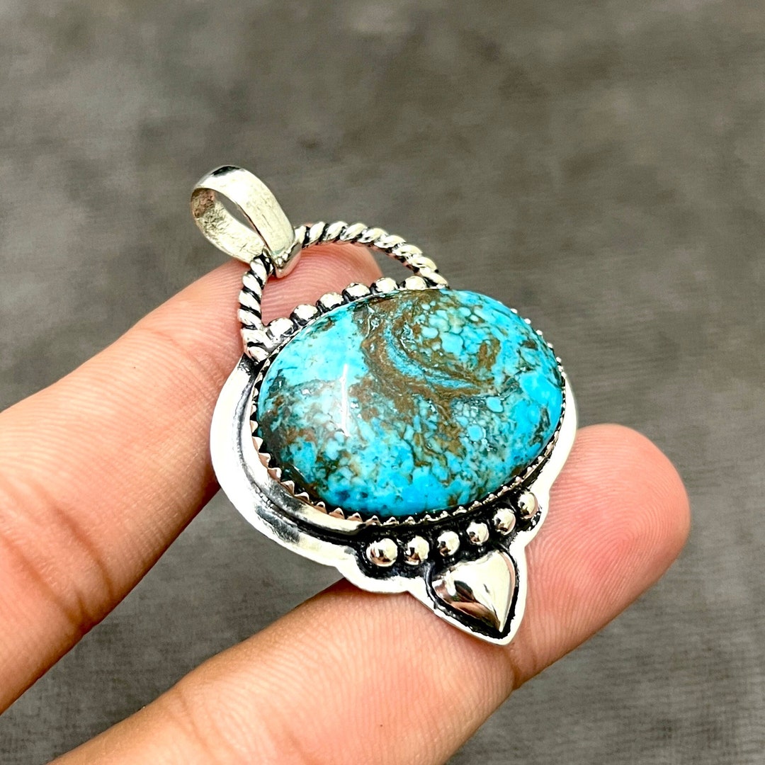 Turquoise Pendant 925 Sterling Silver Pendant Handmade Turquoise ...