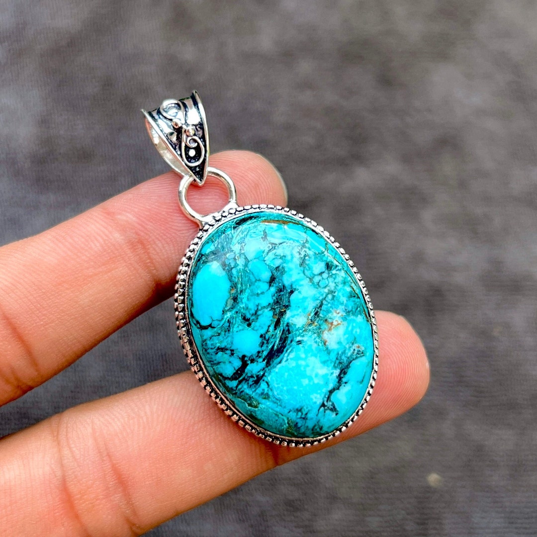 Turquoise Pendant 925 Sterling Silver Pendant Handmade Turquoise ...