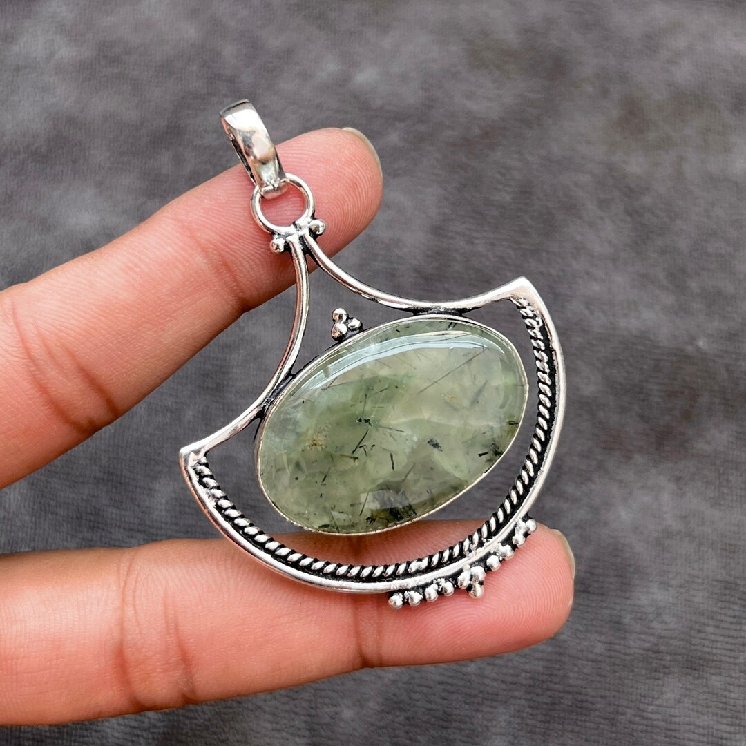 Natural Prehnite Pendant 925 Sterling Silver Pendant Handmade Prehnite ...