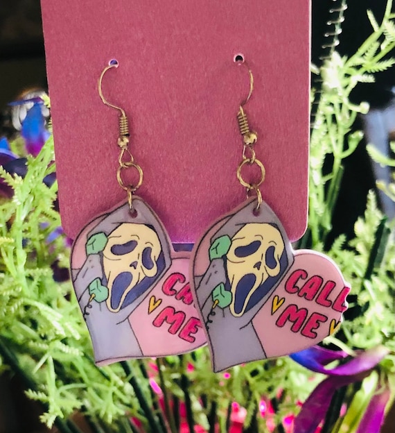 CALL ME // SCREAM Ghostface Earrings // Halloween Accessories - Etsy