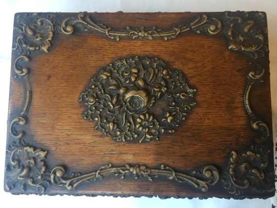 ANTIQUE VANITY Box Victorian Ladys Wooden Box Elegant… - Gem