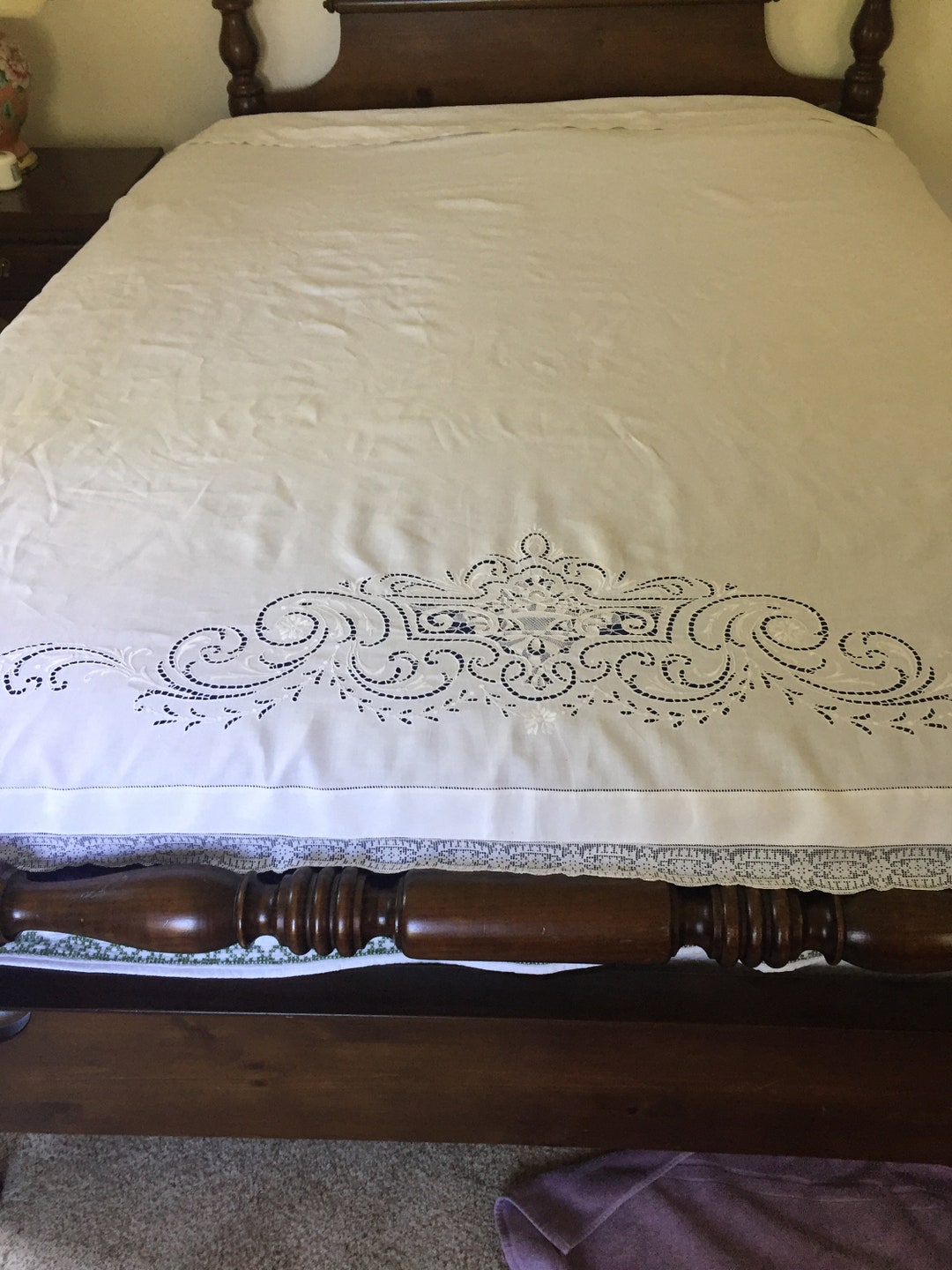 ANTIQUE LINEN Sheet White With Beautiful Hand Work Point De - Etsy