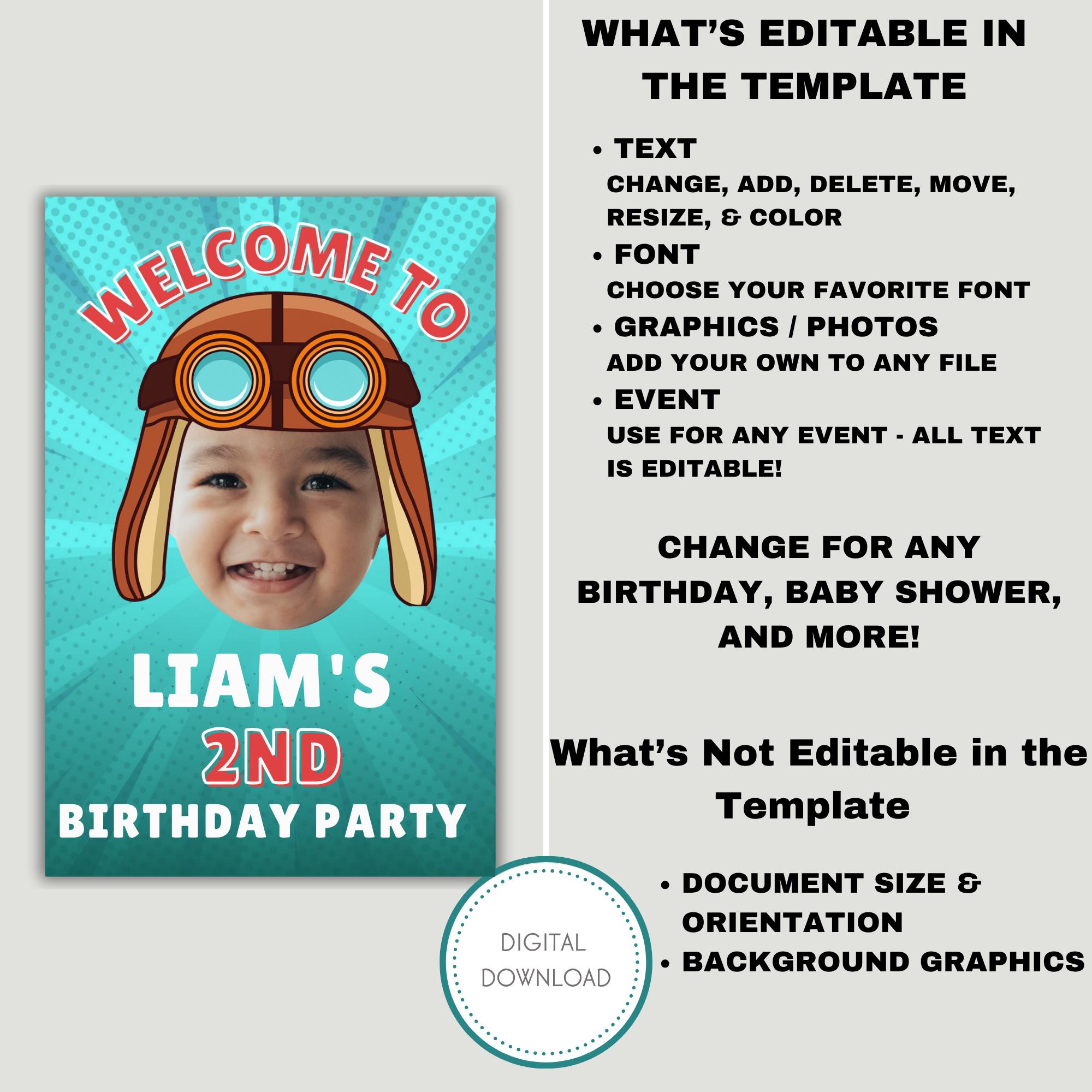 Editable Welcome Sign | Birthday Party Welcome Sign | Custom Any Theme ...