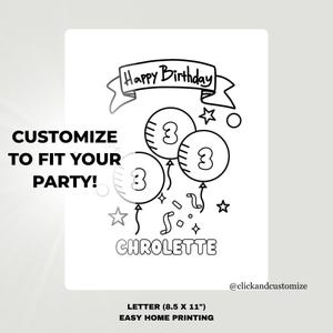 6 Customizable Birthday Coloring Pages - Etsy