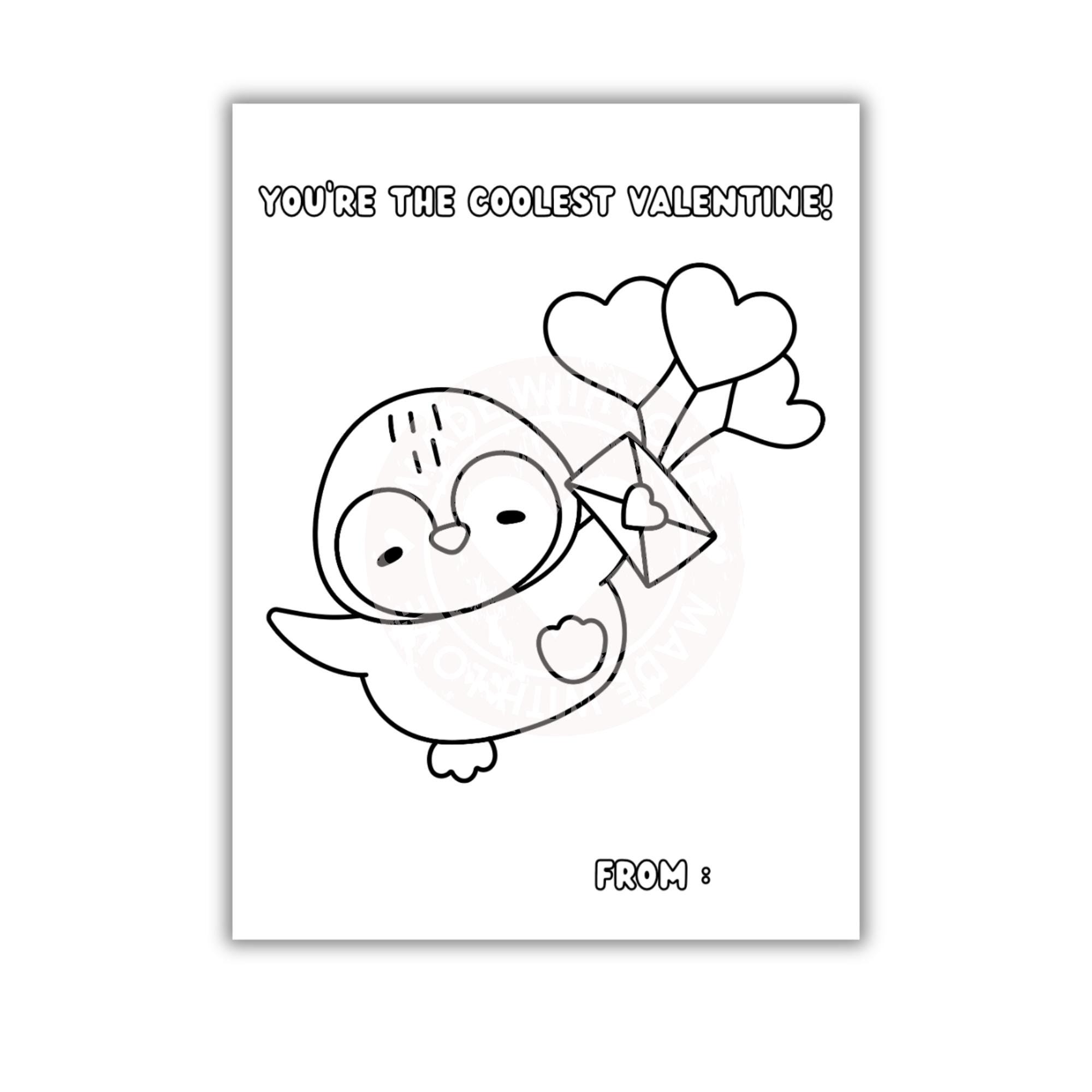 Printable Valentine Coloring Cards - Etsy