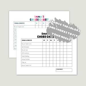 Customizable Chore Chart - Etsy