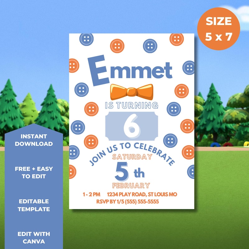 Button Invitation - Etsy