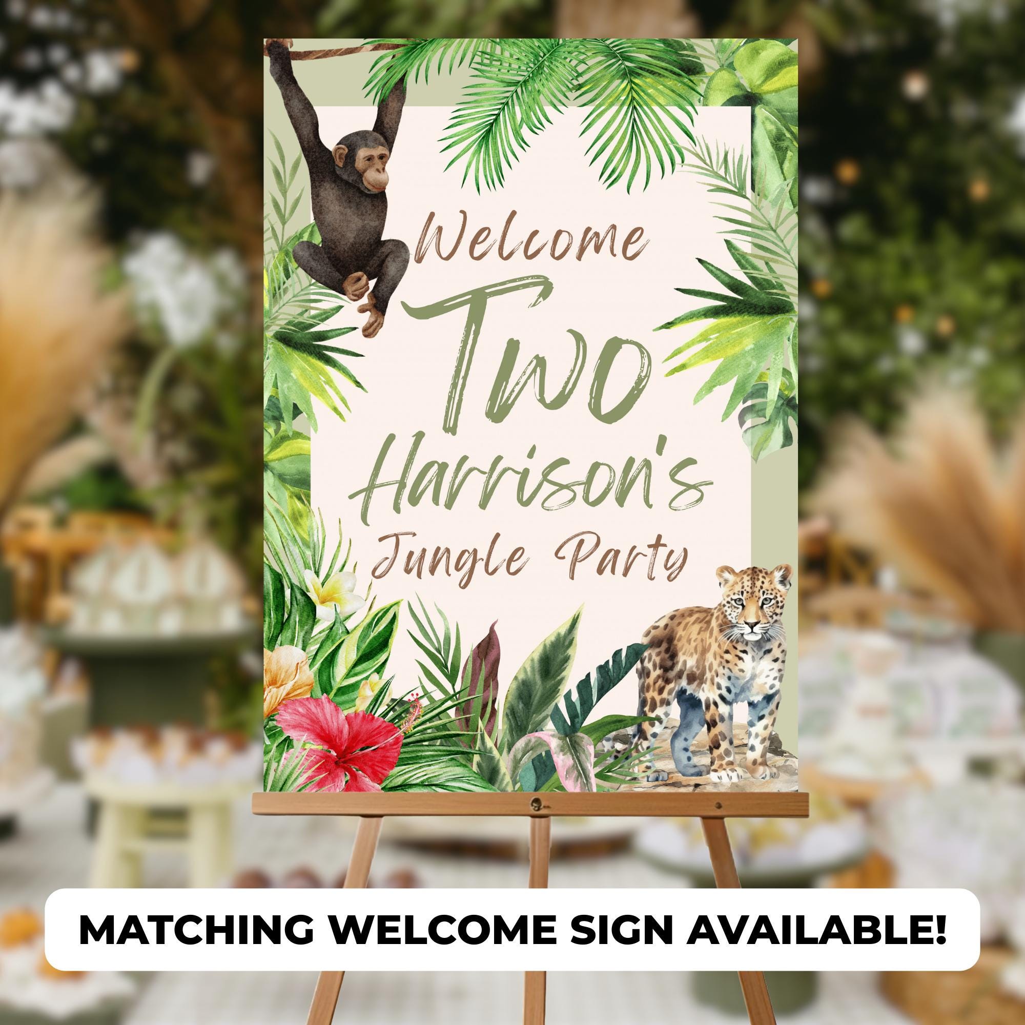 Jungle Safari Birthday Invitation: Welcome TWO the Jungle Editable ...