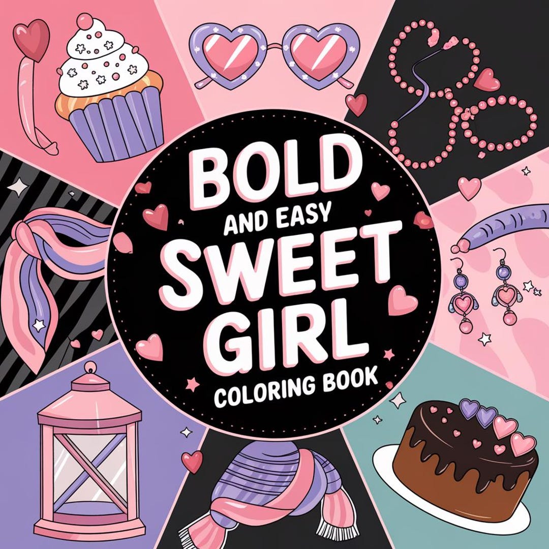 Bold and Sweet Easy Sweet Girl Coloring Ebook, Digital Coloring Book ...