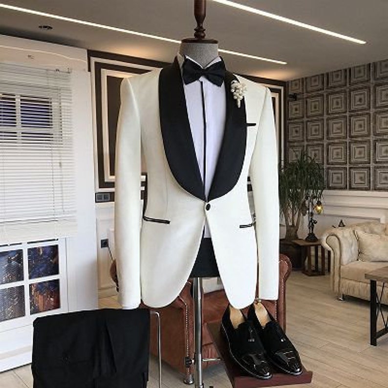 Cream Double Breasted Tuxedo 2-piece Tuxedo . Cream Jacket / Blazer and ...