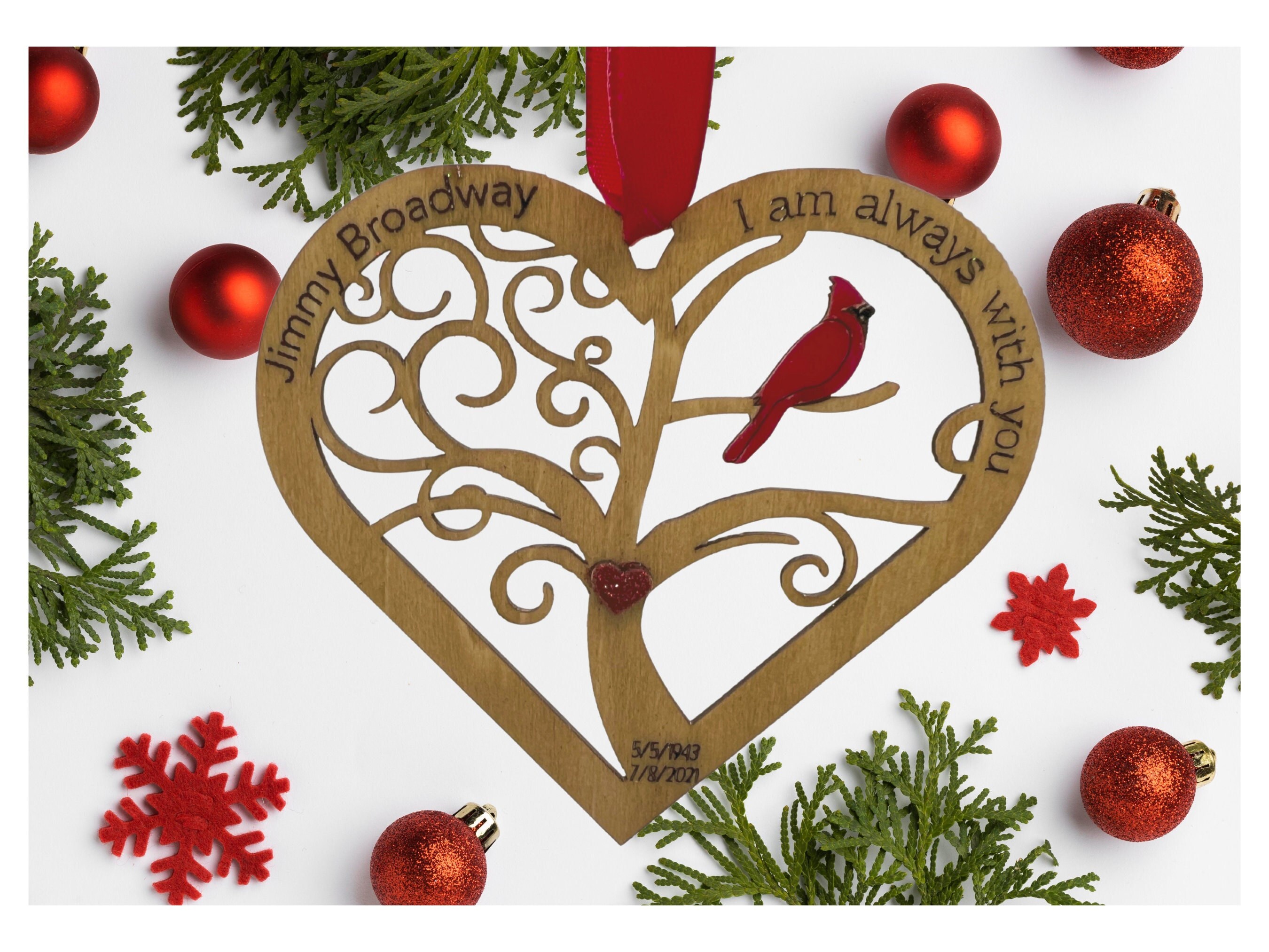 Memorial Christmas Ornament | Red Bird Ornament | I Will Always Be With ...