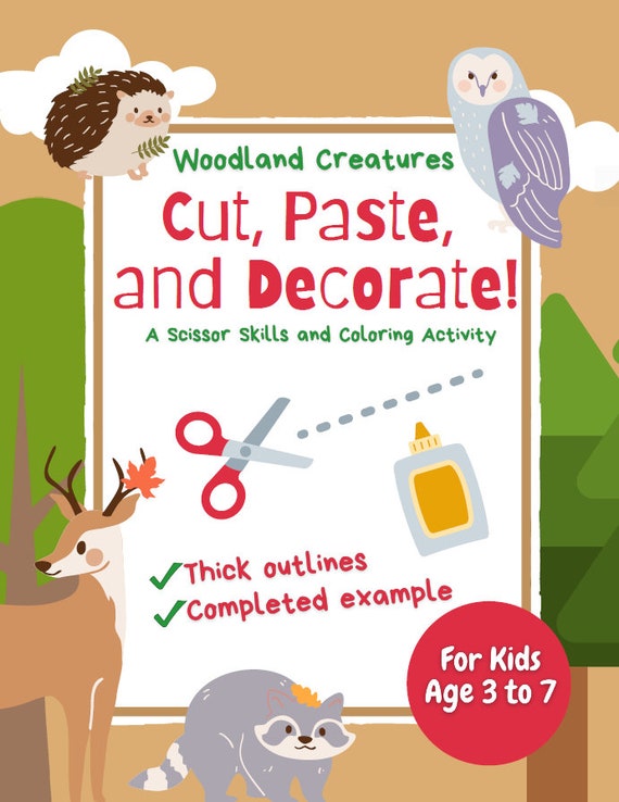 Woodland Animals Cut and Paste Fine Motor Activity: Fun - Etsy