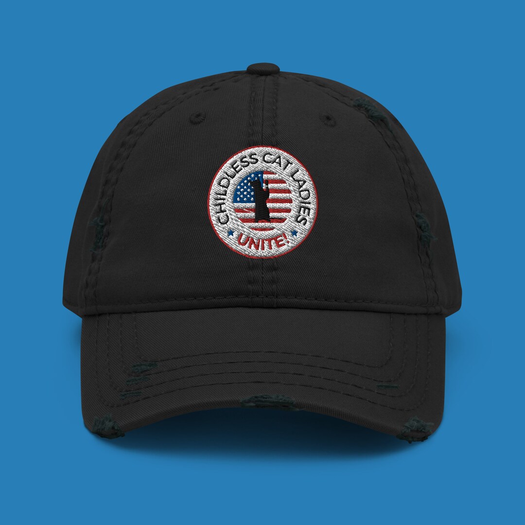 Childless Cat Ladies Unite Distressed Dad Hat Kamala Harris Embroidered ...