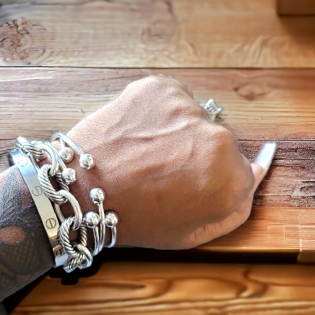 Sale Ball .925 Sacking Sterling Silver West Indian Bangle Fist Ends ...