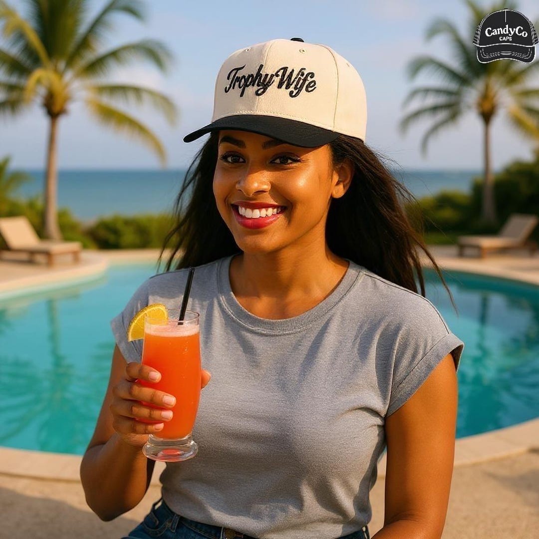 Trophy Wife Bride Hat Dad Upside Two Tone Fast Shipping Embroidered ...