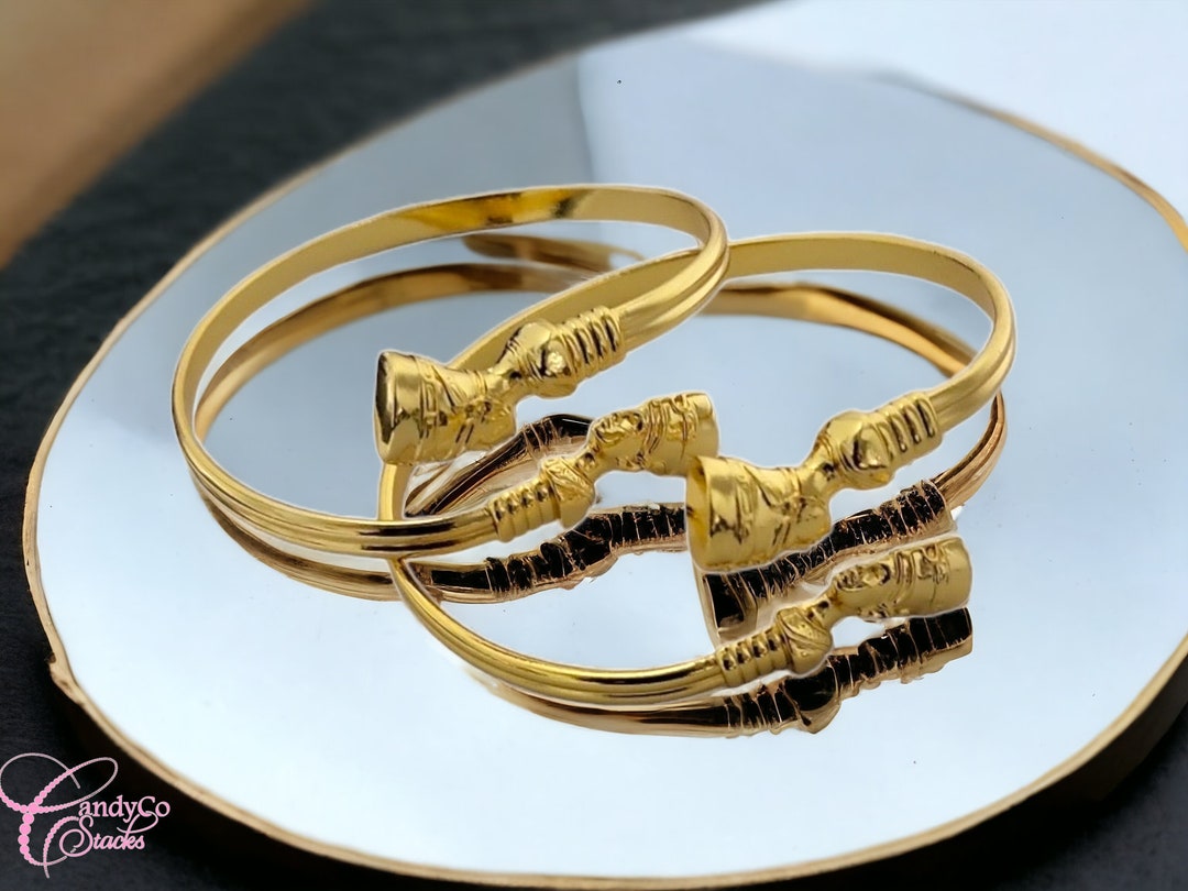 Sale Nefertiti Gold West Indian Bangles Silver Cuff Bracelets Handmade ...