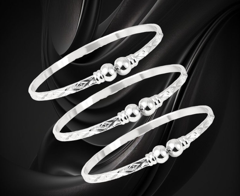 Cocoa Ball Pods Pointy Bulb Ends Silver West Indian Bangles Silver Cuff ...