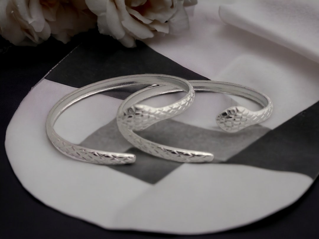 Gold Silver Snake Textured Ends West Indian Bangles Silver Cuff ...