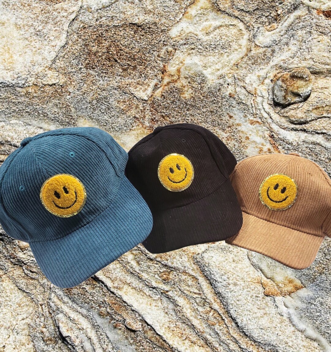 Corduroy Smiley Face Hat, Chenille Smiley Face Patch Hat Wonder Bread ...