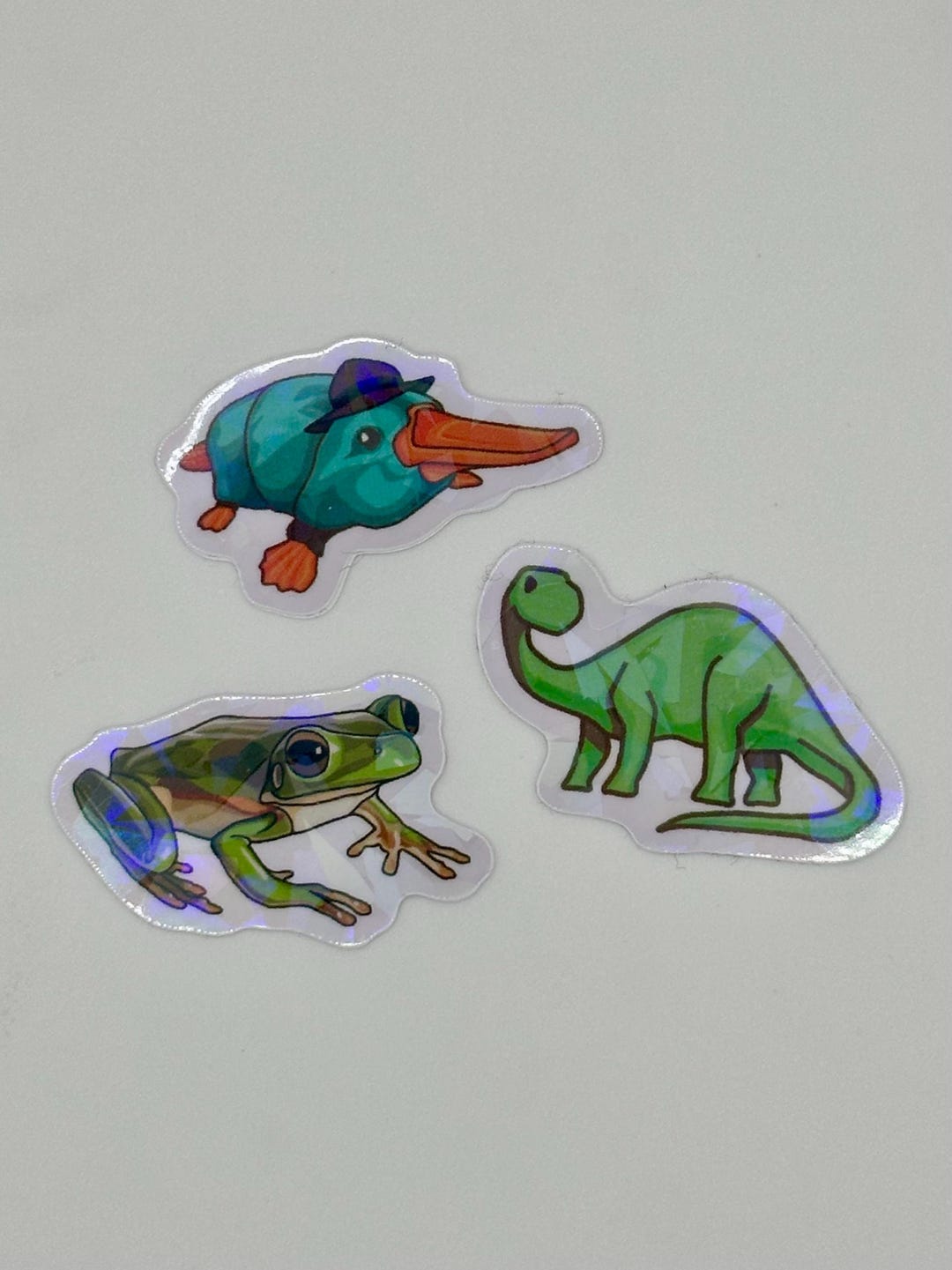 Cute Holographic Waterbottle/laptop Stickers—frog, Dinosaur, Perry the ...