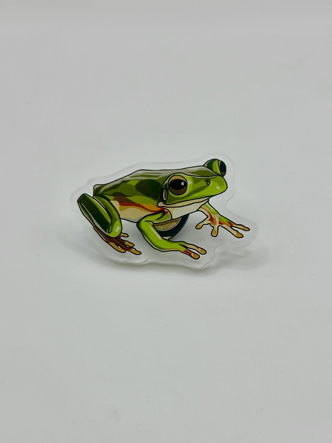 Cute Frog Acrylic Pin (black Heart Backing) - Etsy
