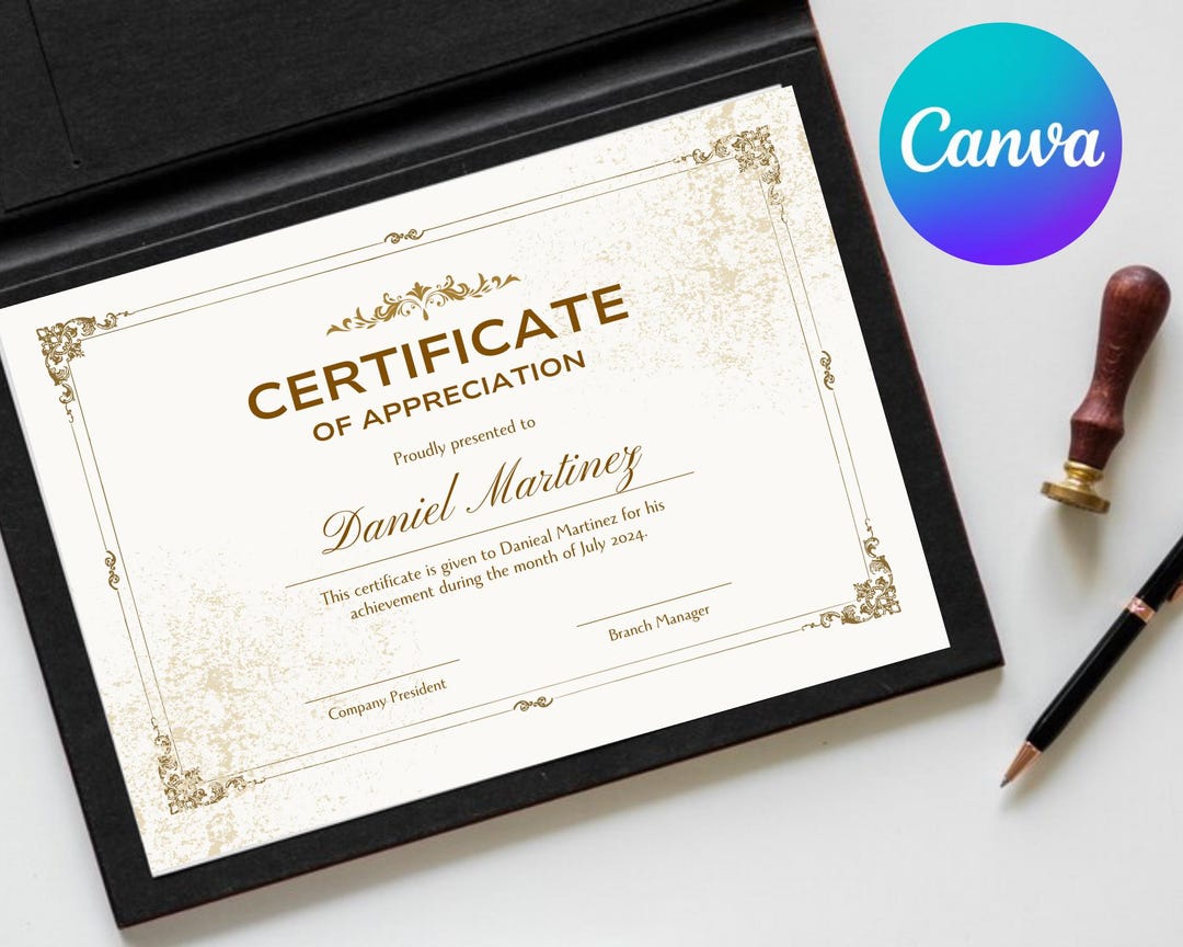 Instant Download Digital Certificate Template Customizable Design ...