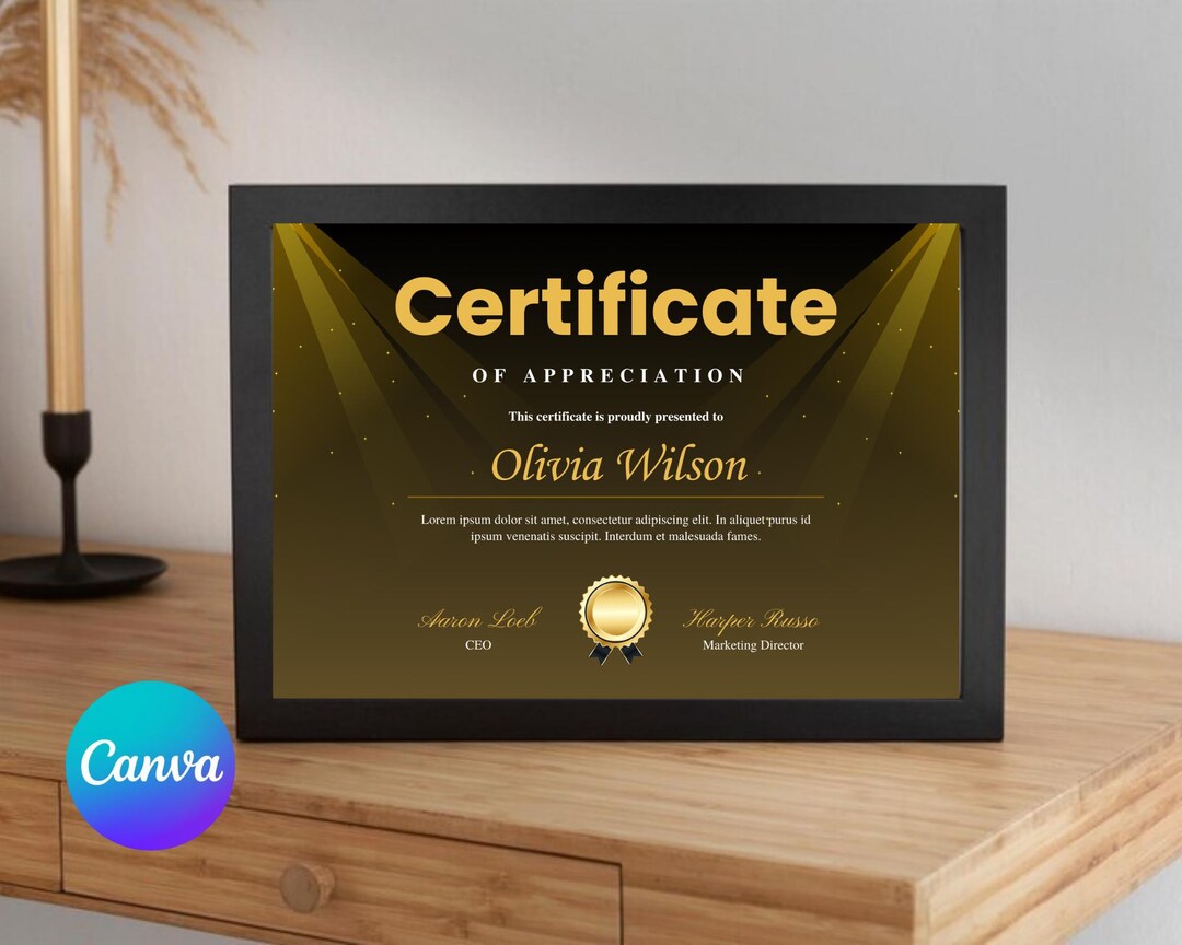 Instant Download Digital Certificate Template Customizable Design ...