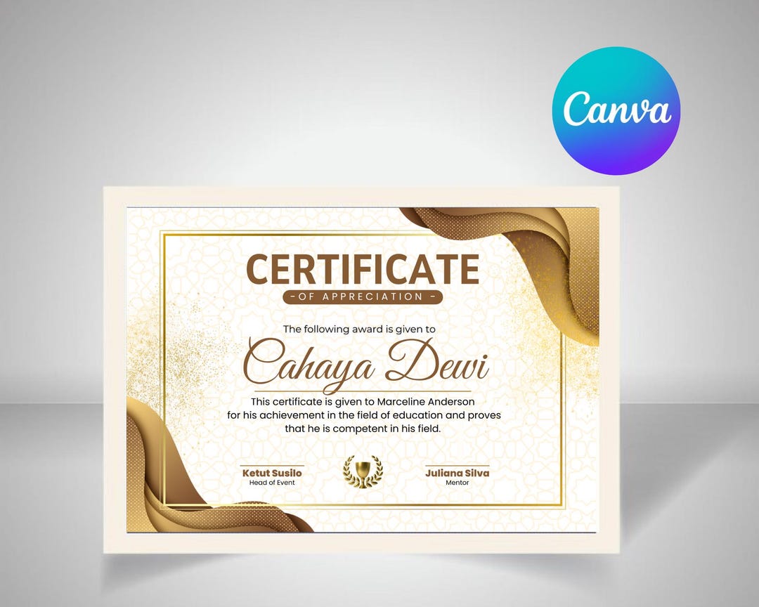 Instant Download Digital Certificate Template Customizable Design ...