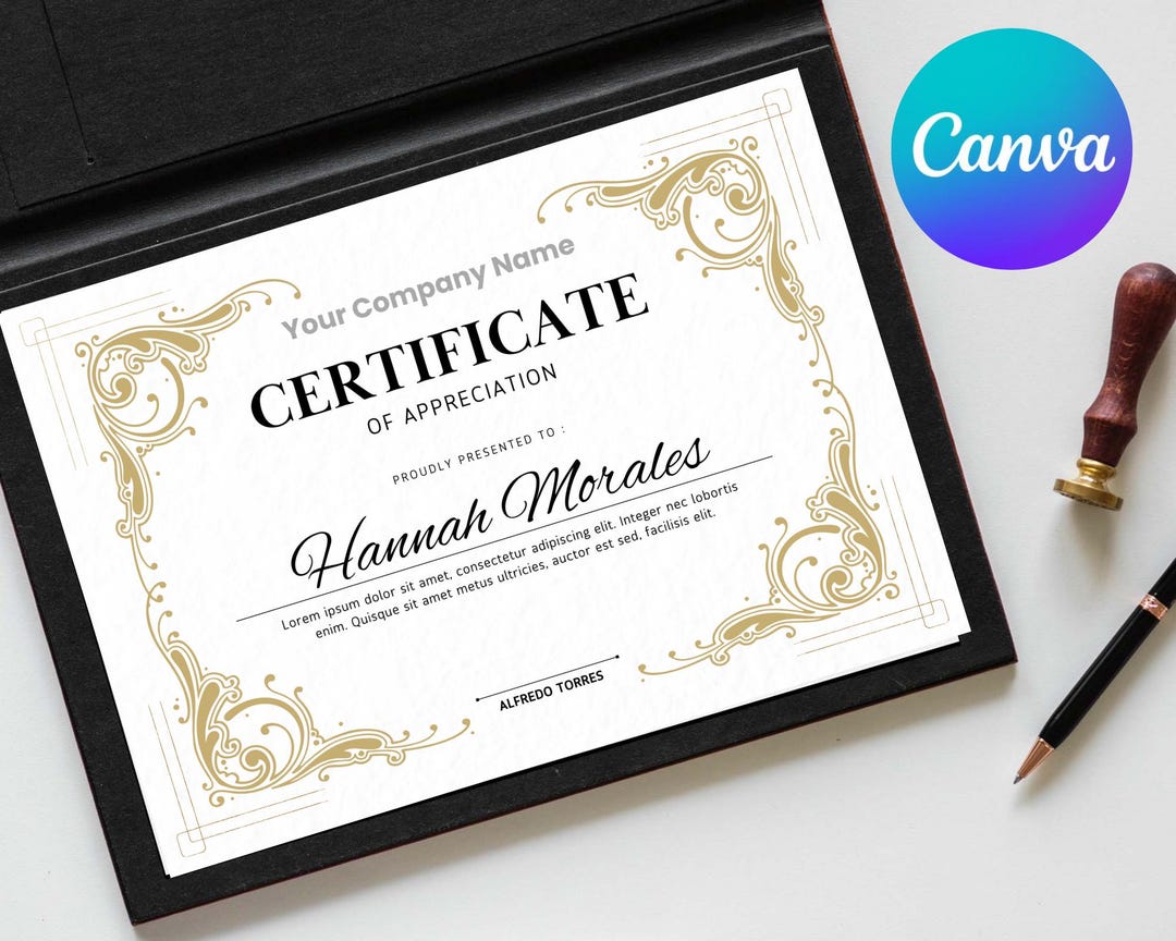 Instant Download Digital Certificate Template Customizable Design ...