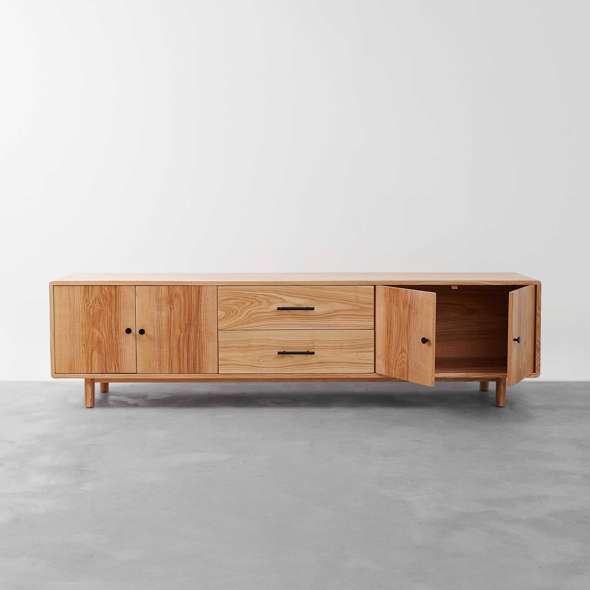 Modern TV Console Table Solid Wood TV Furniture Natural Wood - Etsy