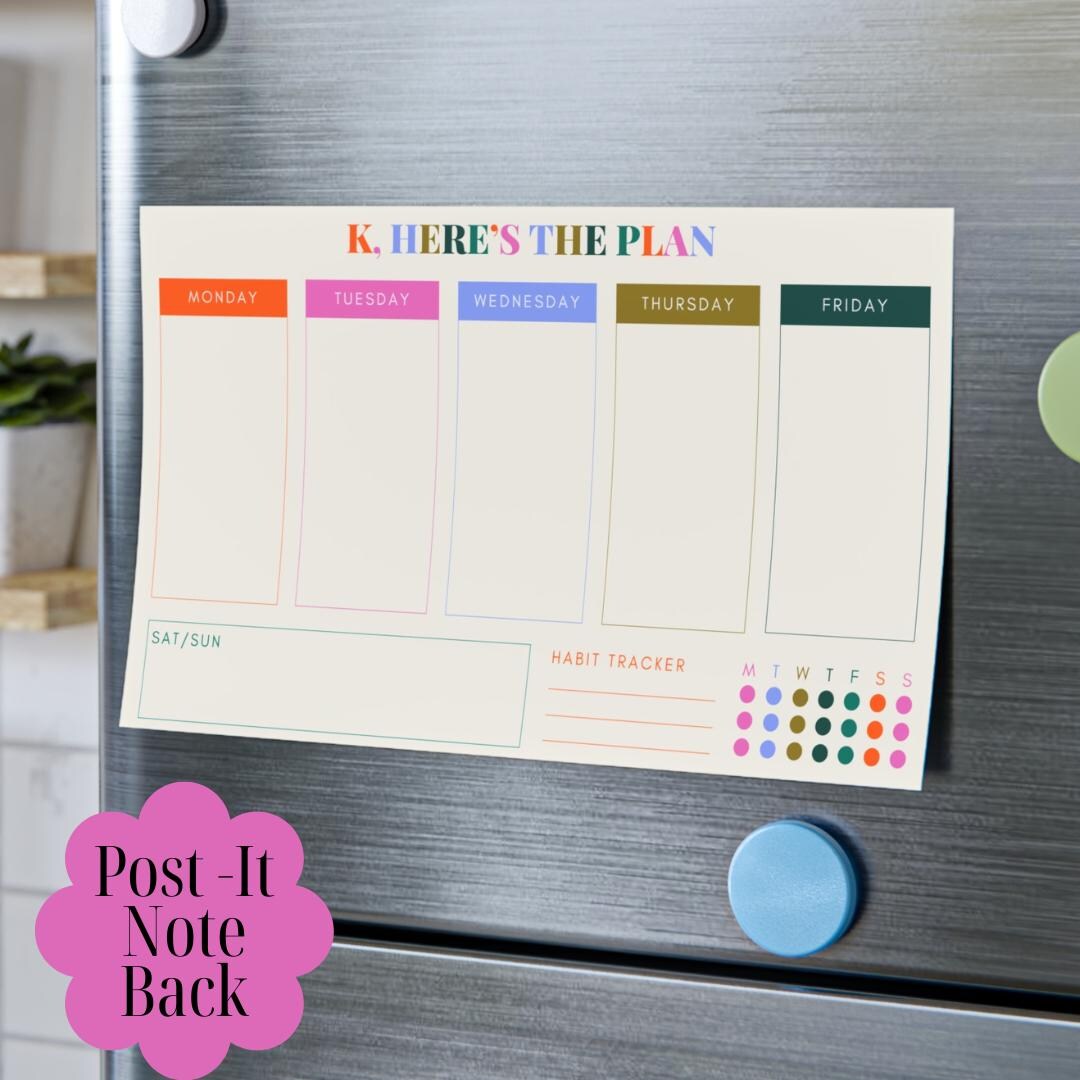 Colorful Weekly Schedule Pad, Post-it® Note Pads, A4 Weekly Planner Pad ...