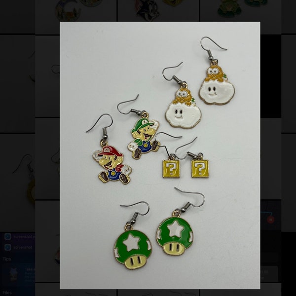 Mario Earrings - Etsy