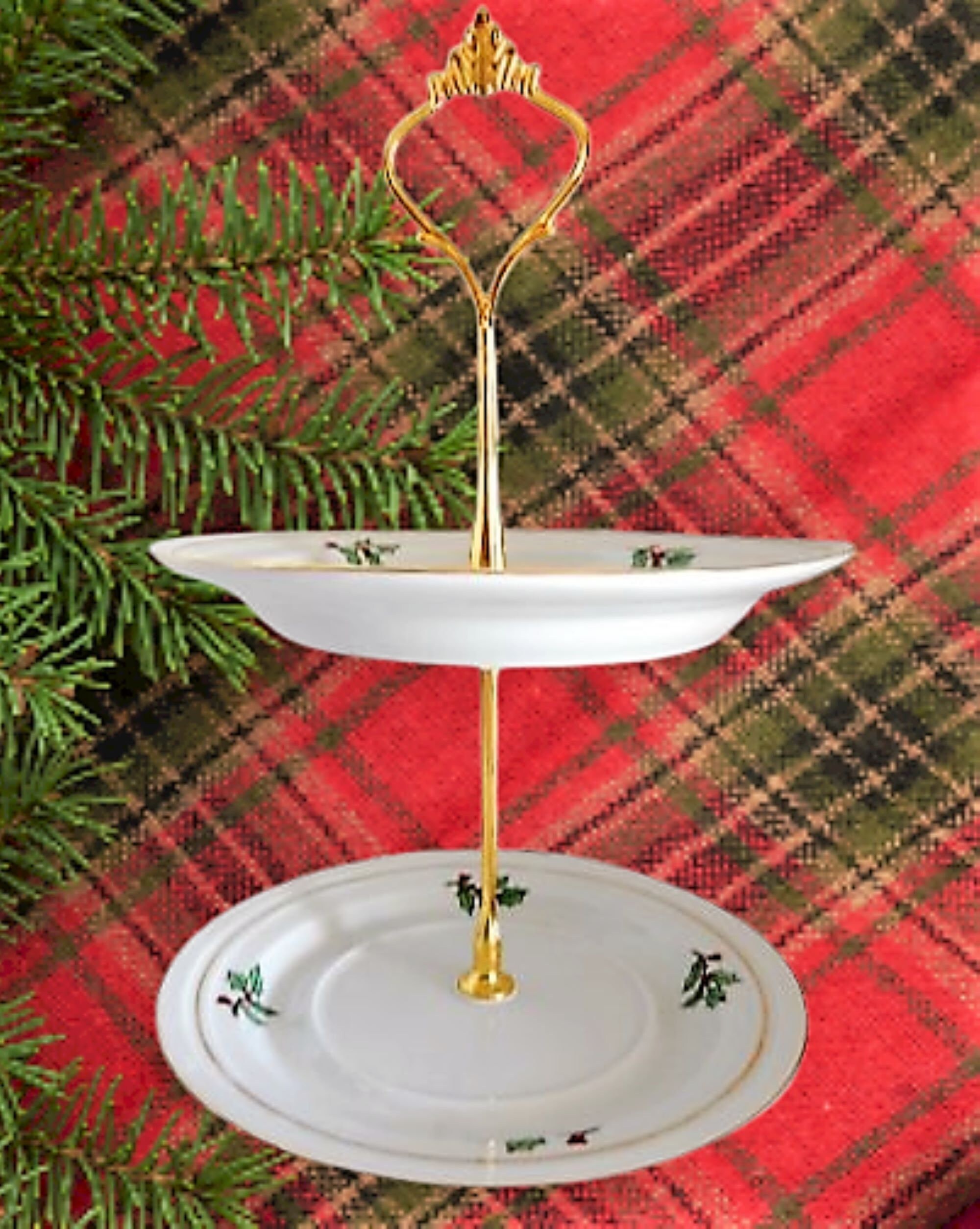 Tier Serving Plates Vintage 1990s Holiday Hostess Christmas Tienshan ...