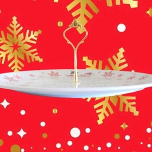Snowman GIVING PLATE Red and White Serving Platter Hostess Gift ...