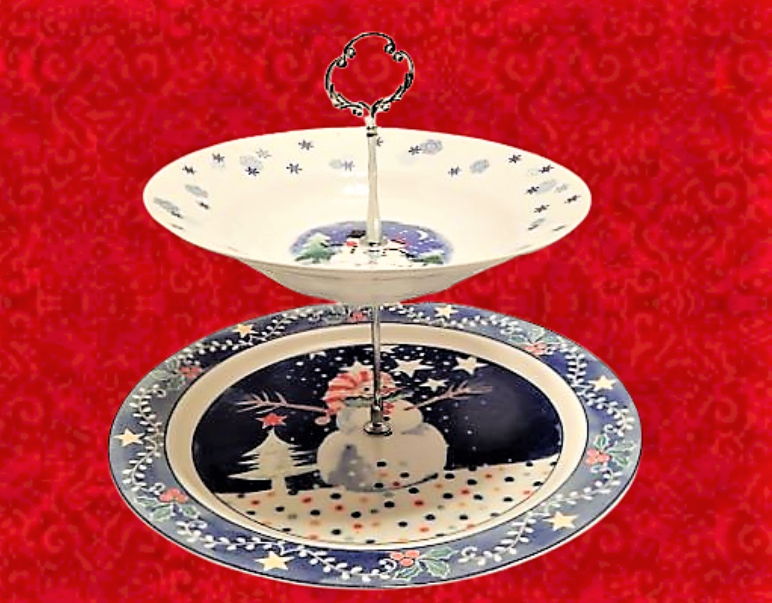 Two Tier Serving Dish Set Winter Snow Stoneware Bowl Noritake China Mr ...