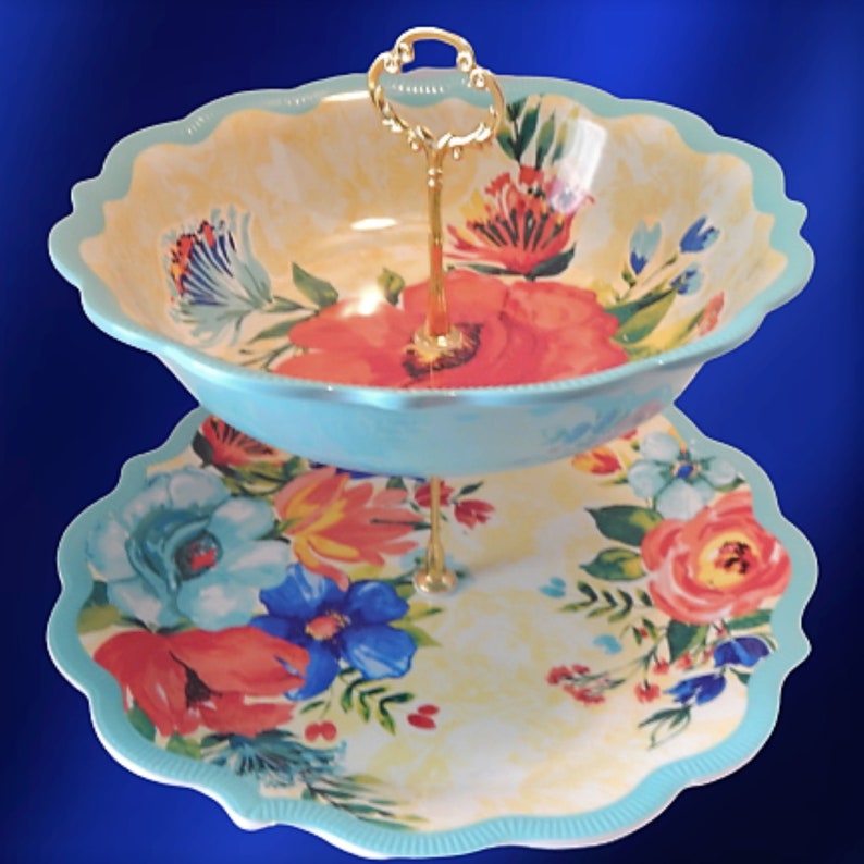 Two Layer Snack Tiers or Dessert Serving Dishes New Pioneer Woman ...