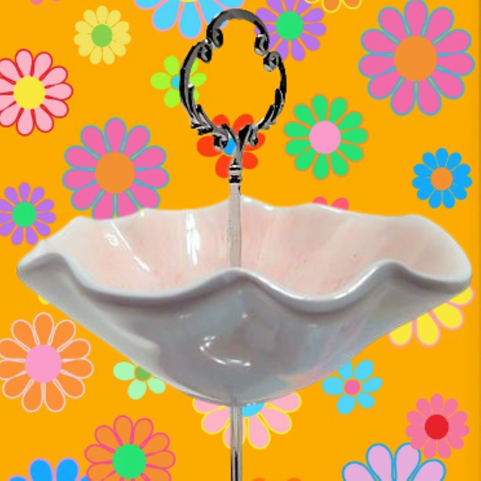 Two Tier Double Sauce Bowl Serving Set 1970s Style Rainbow Tie Dye ...