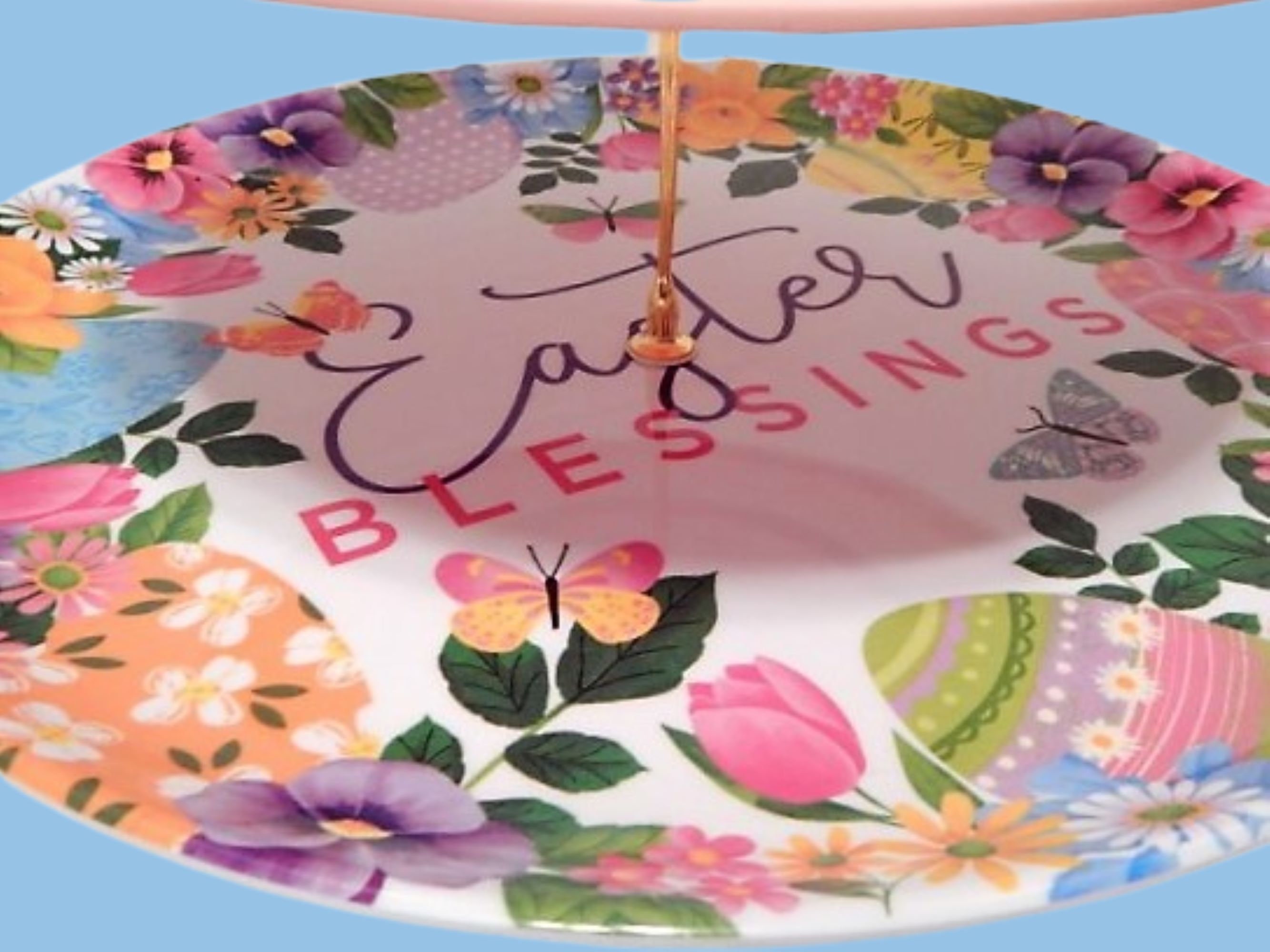 Two Tier Easter Serving Platter Set New 14 Floral and - Etsy