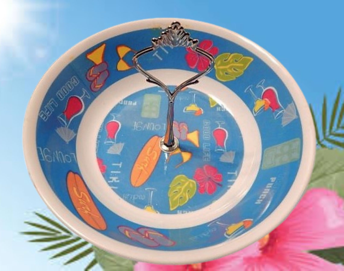 Two Tier TIKI BAR Serving Set Melamine Platter and Bowl Buffet - Etsy