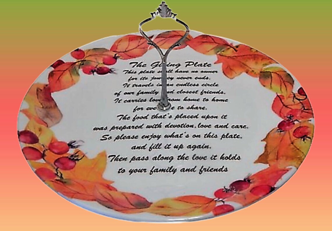 Fall Foliage GIVING PLATE Yellow and Orange Leaves Serving Platter ...