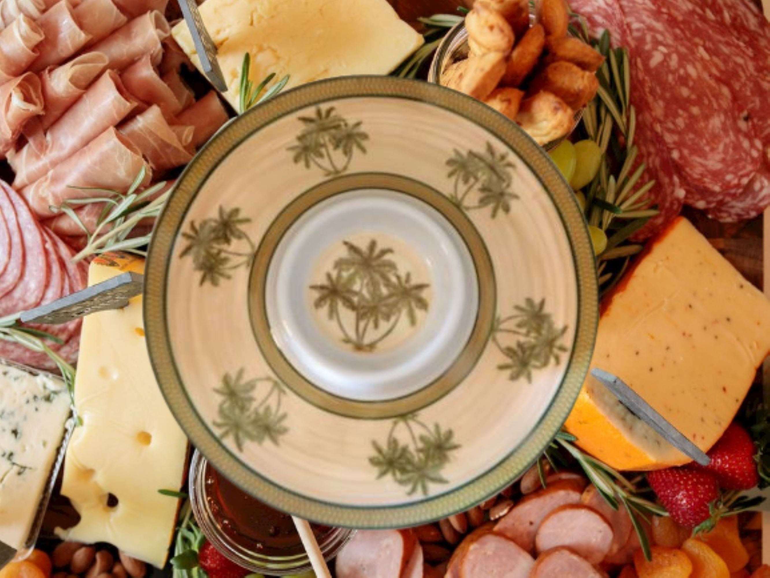 Palm Tree Snack Serving Set Platter Chip Tray and Dip Bowl - Etsy