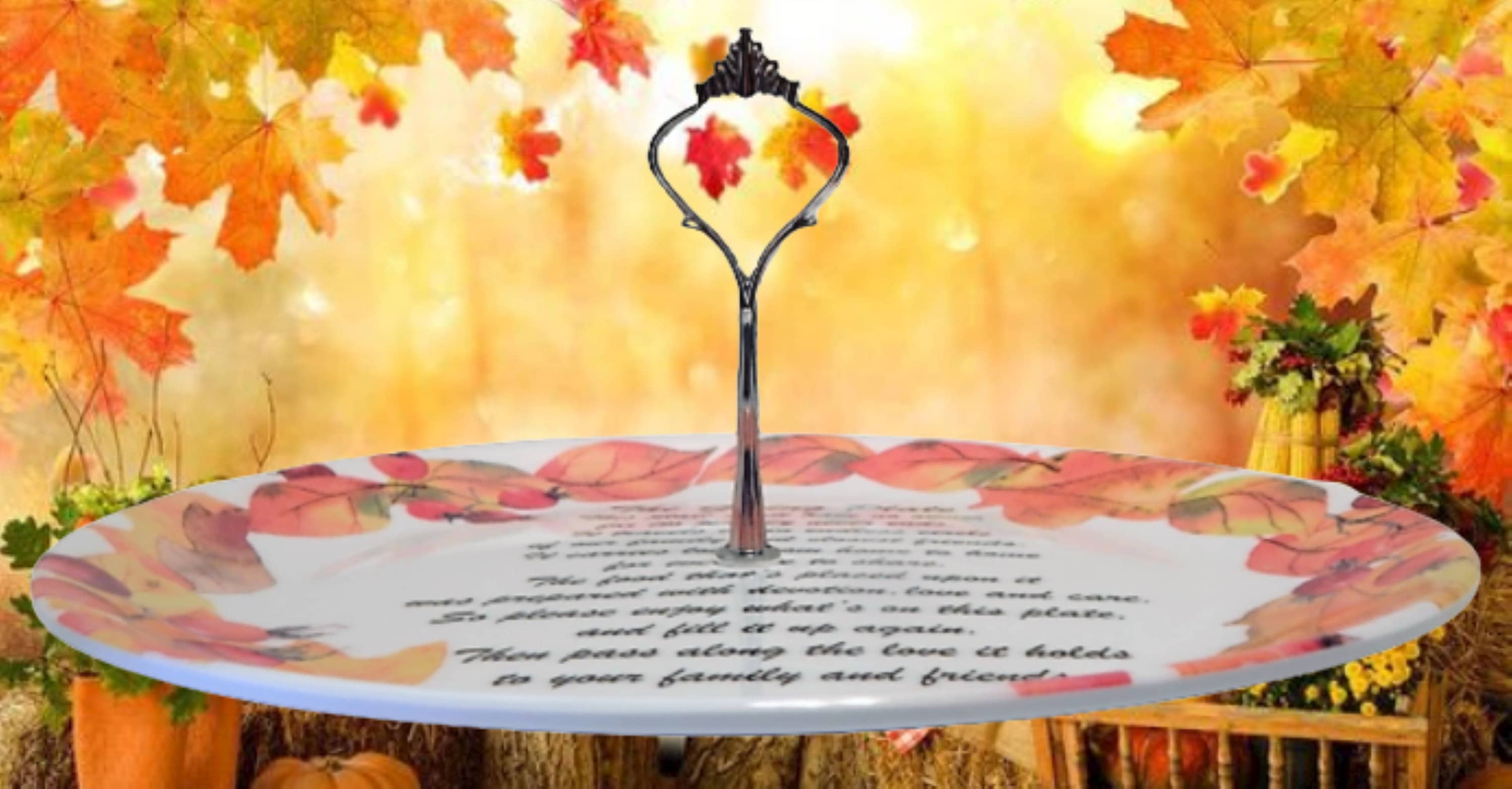 Fall Foliage GIVING PLATE Yellow and Orange Leaves Serving Platter ...