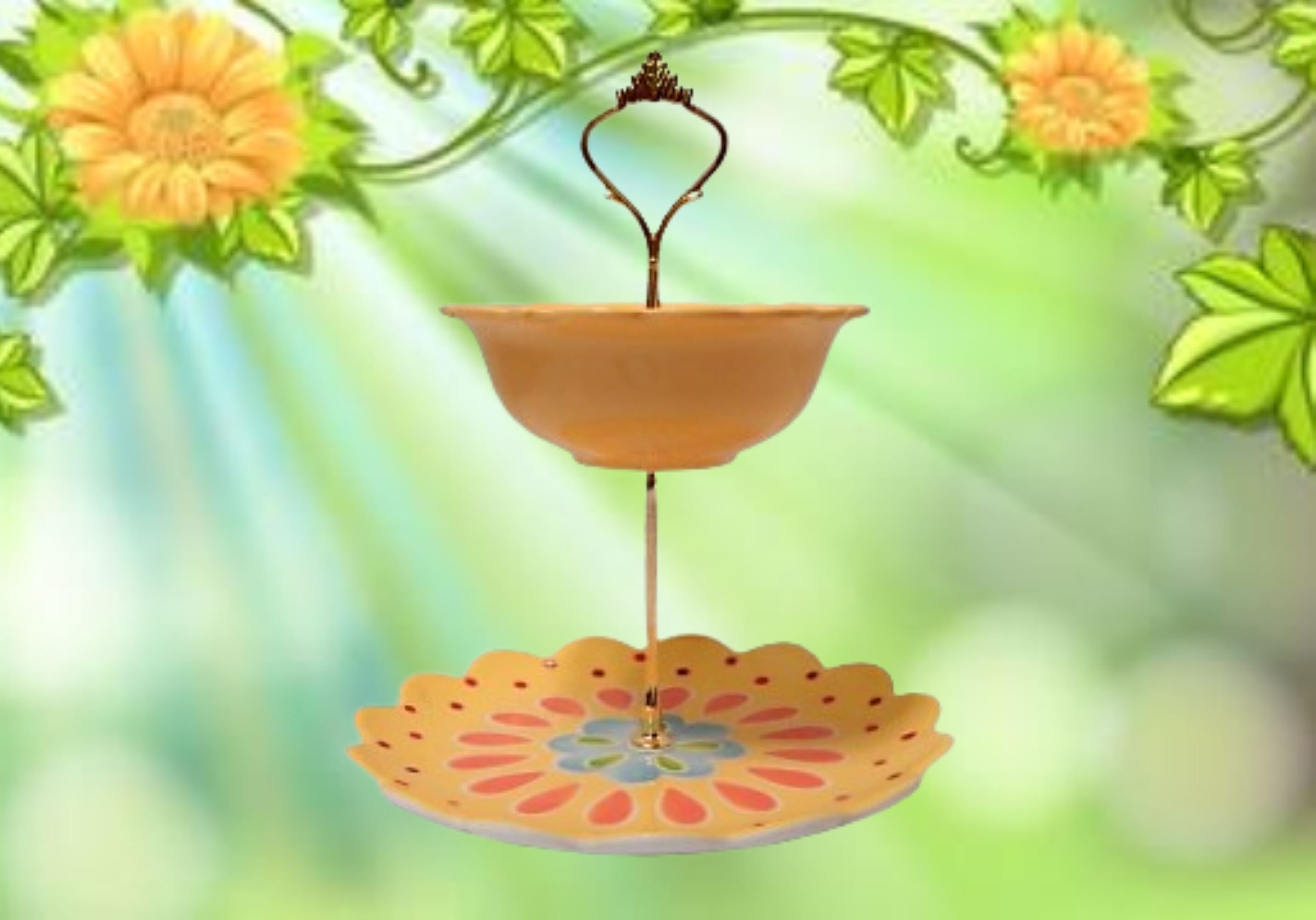 Two Tier Serving Set New Pioneer Woman Melamine Yellow Splatter Bowl ...