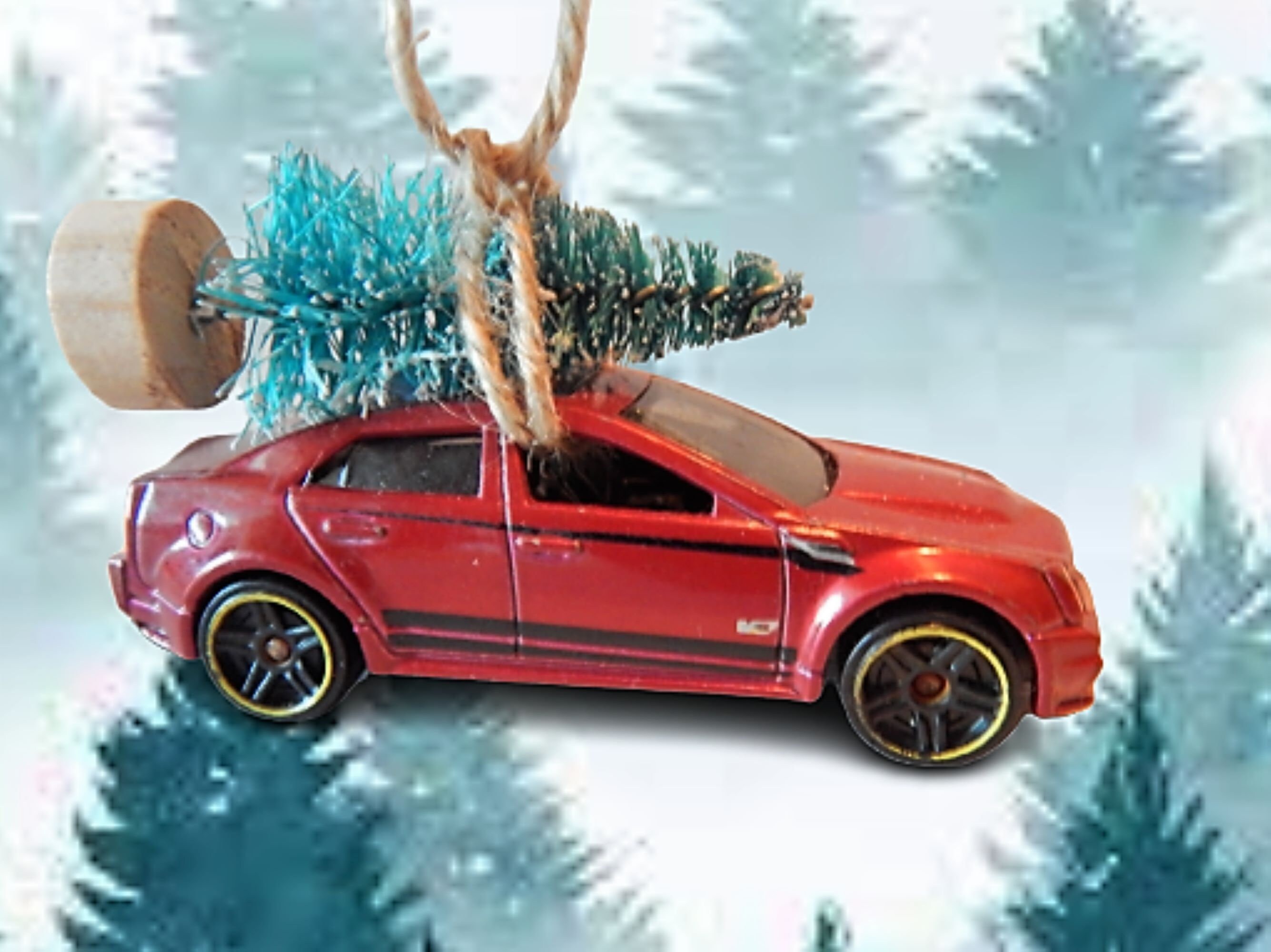 Hot Wheels Christmas Tree Ornament 2009 Cadillac CT5 V Mattel Toy Red ...