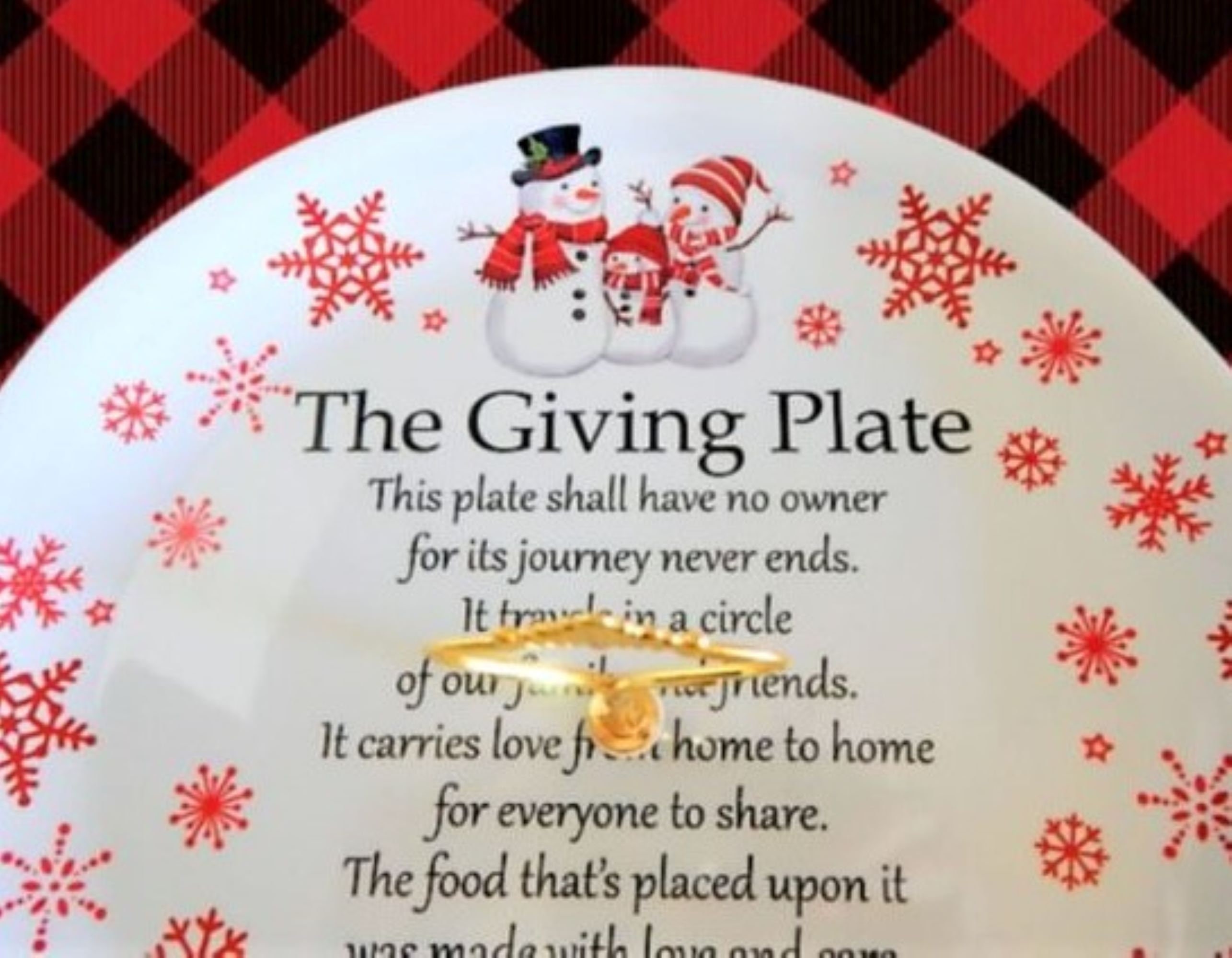 Snowman GIVING PLATE Red and White Serving Platter Hostess Gift ...